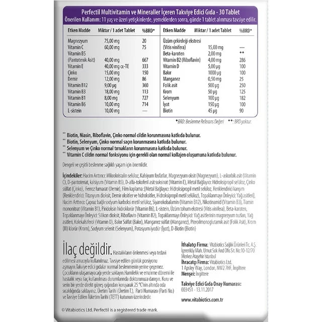 Vitabiotics Perfectil Original 30 Tablets (UK IMPORTED)